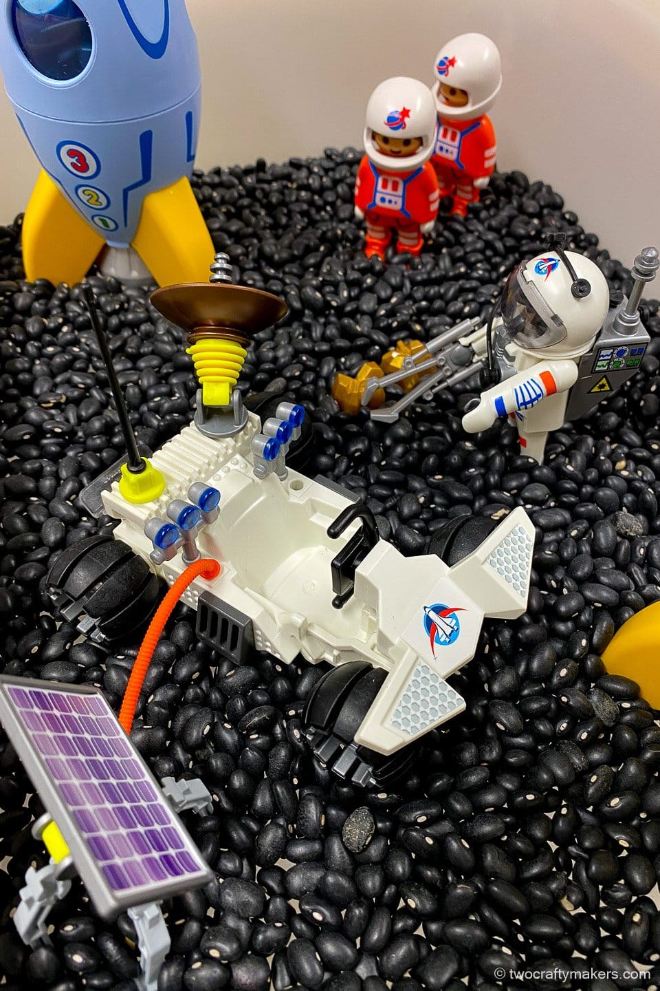 5 Easy and Fun Space Sensory Bin Ideas - Two Crafty Makers