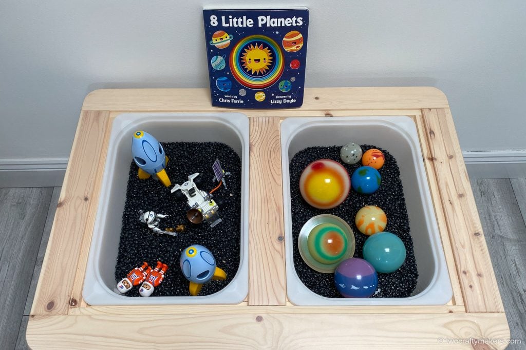 5 Easy and Fun Space Sensory Bin Ideas - Two Crafty Makers