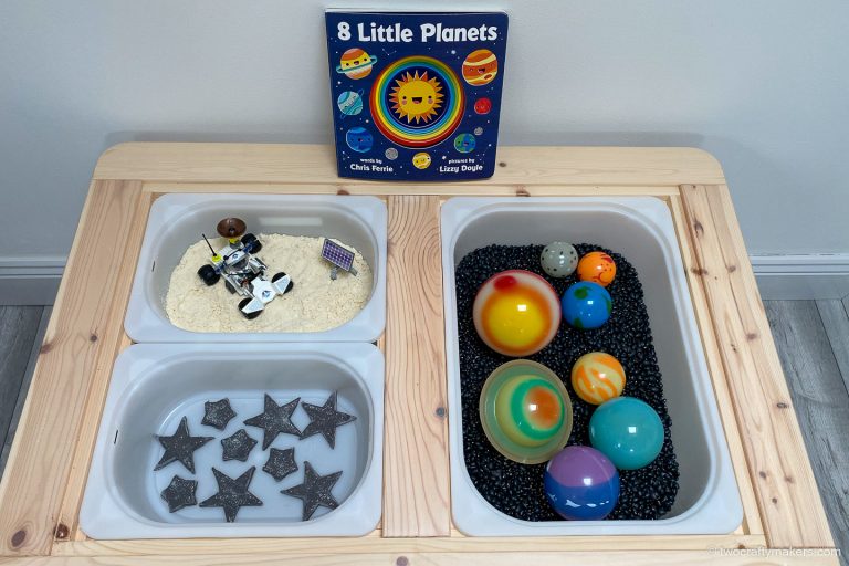 5 Easy and Fun Space Sensory Bin Ideas - Two Crafty Makers
