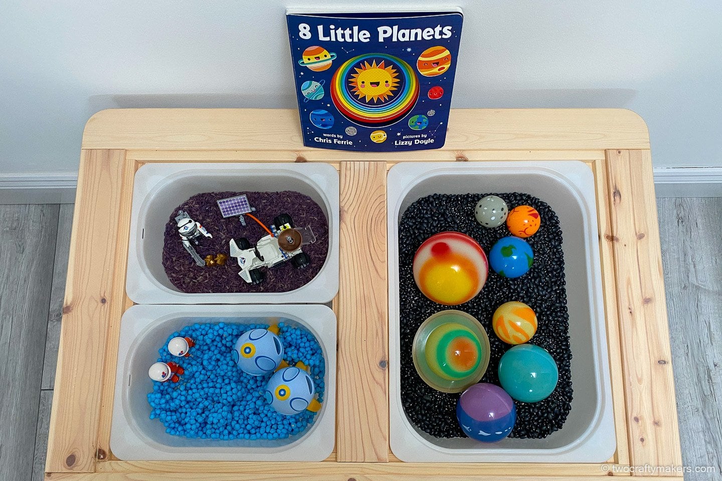 5 Easy and Fun Space Sensory Bin Ideas - Two Crafty Makers