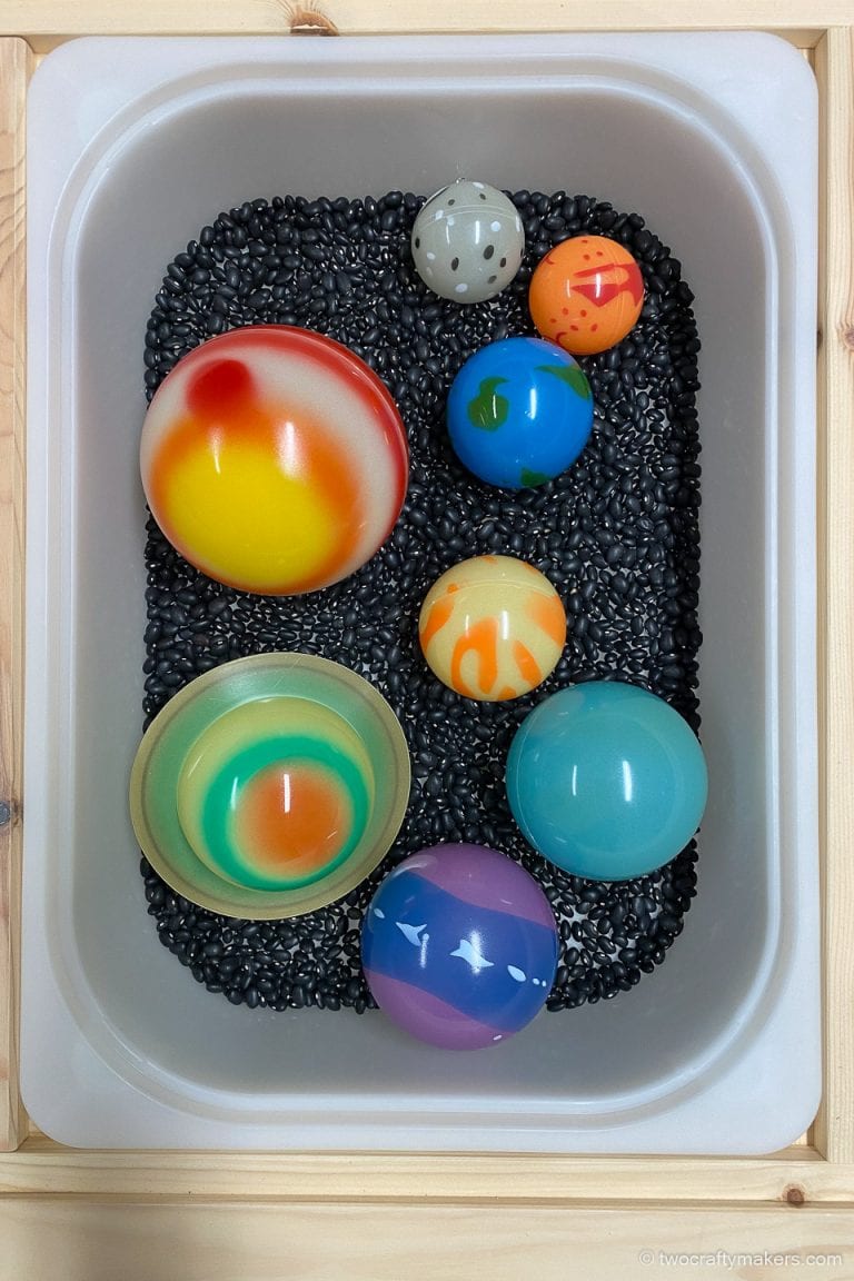5 Easy and Fun Space Sensory Bin Ideas - Two Crafty Makers