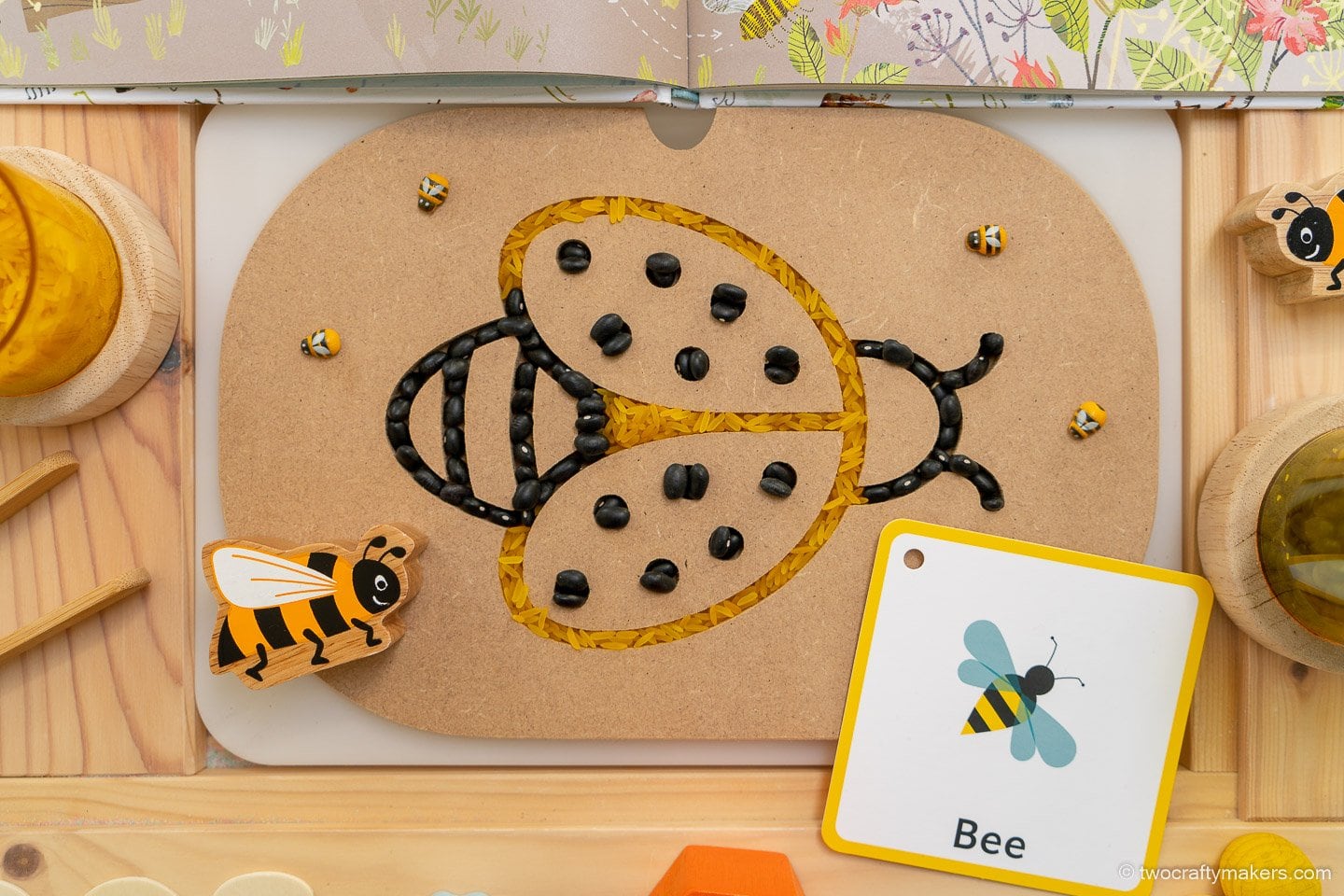5 Fun and Engaging Bee Sensory Bin Ideas - Two Crafty Makers