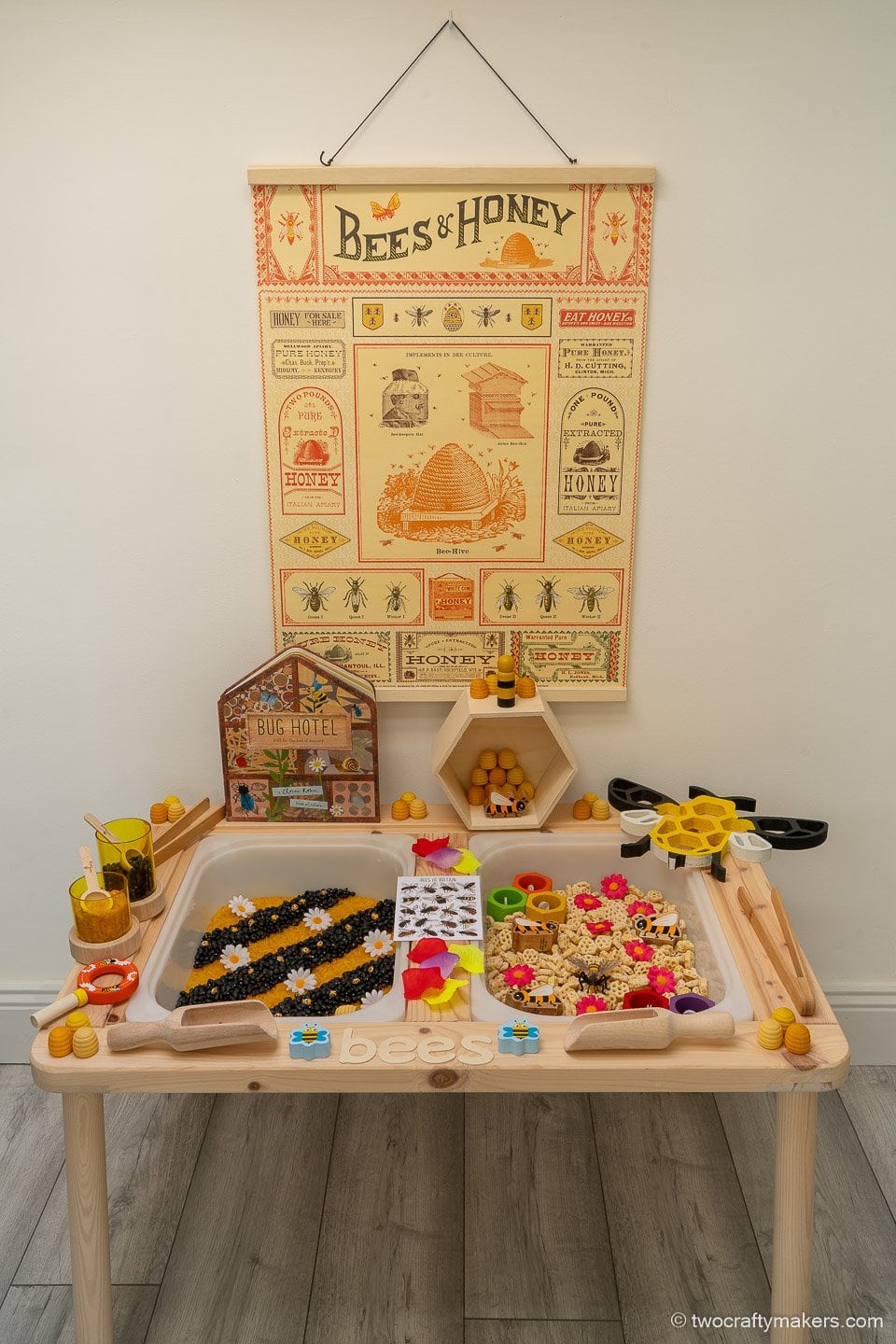 5 Fun and Engaging Bee Sensory Bin Ideas - Two Crafty Makers