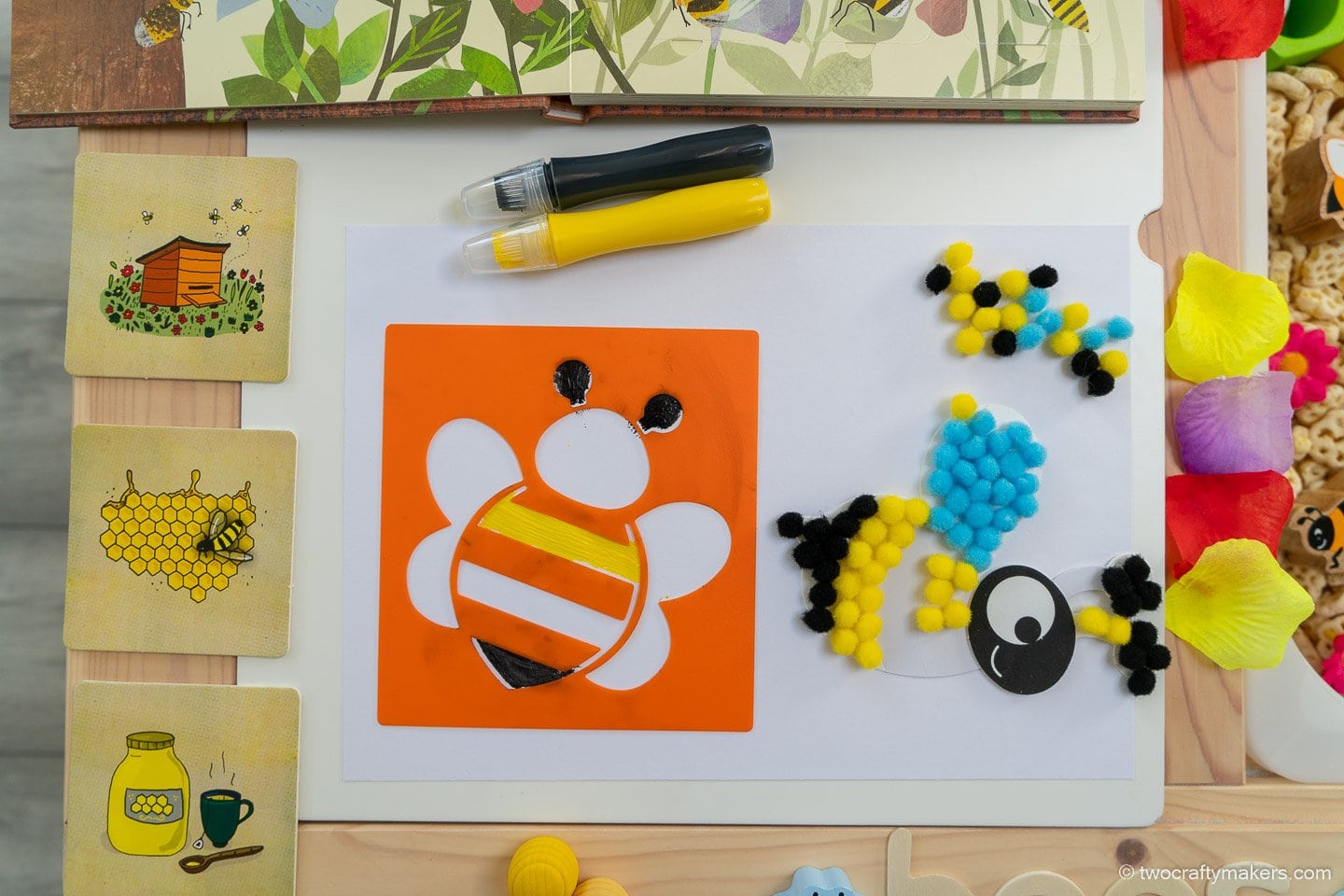 5 Fun and Engaging Bee Sensory Bin Ideas - Two Crafty Makers