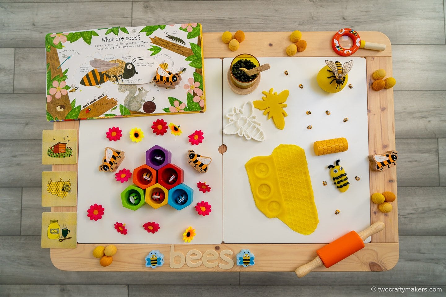 5 Fun and Engaging Bee Sensory Bin Ideas - Two Crafty Makers