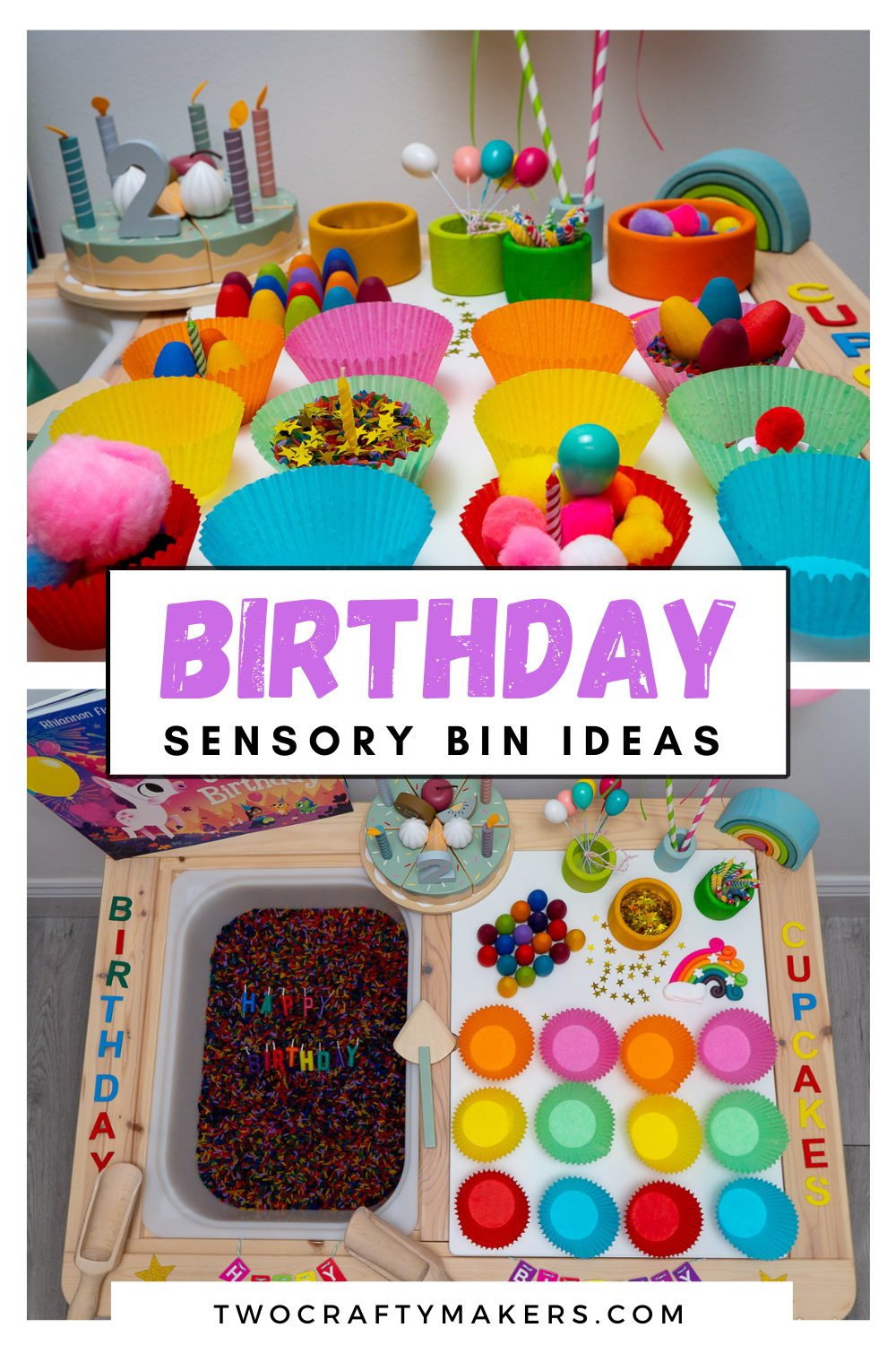 4 Fun Birthday Sensory Bin Ideas! - Two Crafty Makers