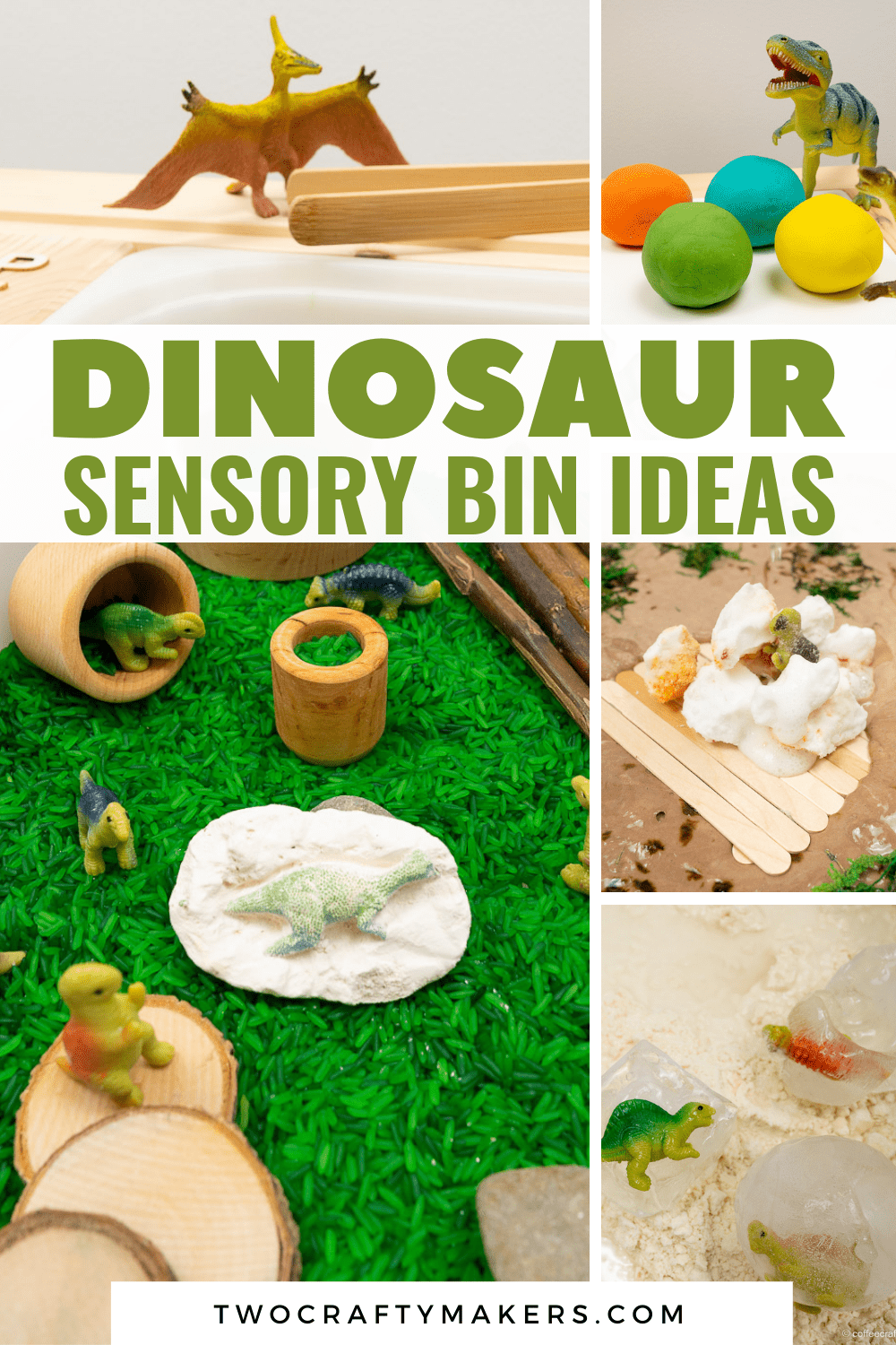 5 Awesome Dinosaur Sensory Bins! - Two Crafty Makers